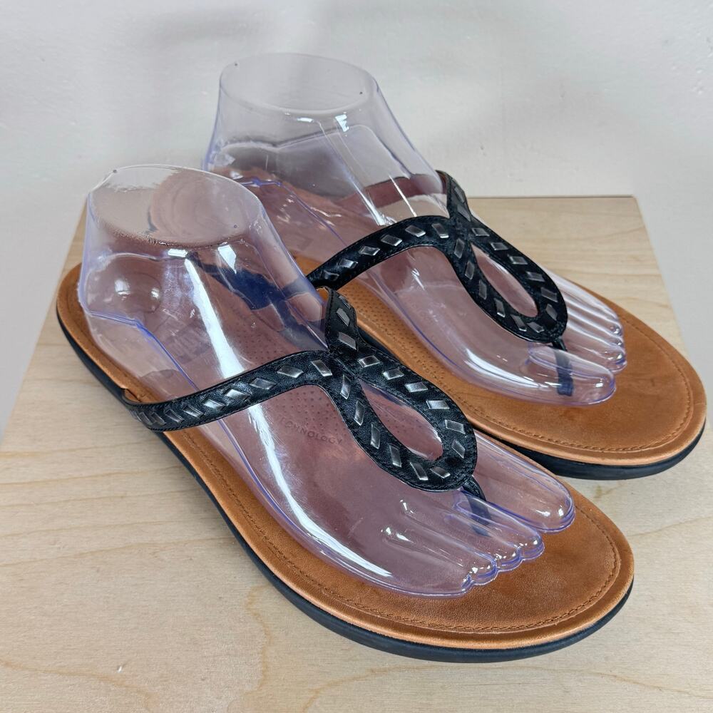 Fitflop Shoes Womens 10 Strata Sandals Black Leather … - Gem